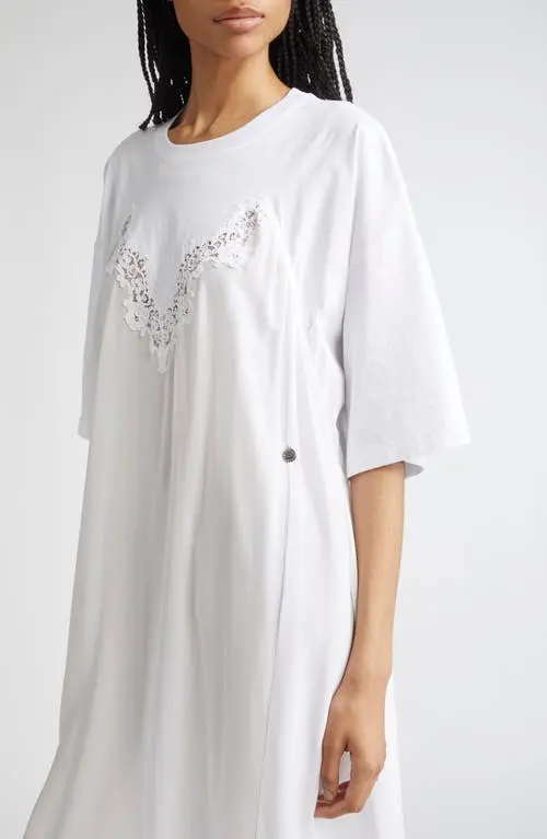 Stella Mccartney Lace Trim T-Shirt Dress In Pure White - 65% Off